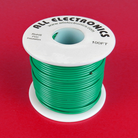 18 GA. GREEN HOOK-UP WIRE, STRANDED 100' – Aretronics