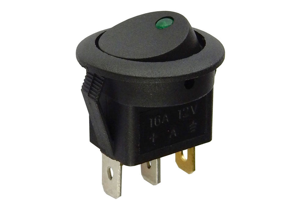 12V ROCKER SWITCH W/ GREEN LED – Aretronics