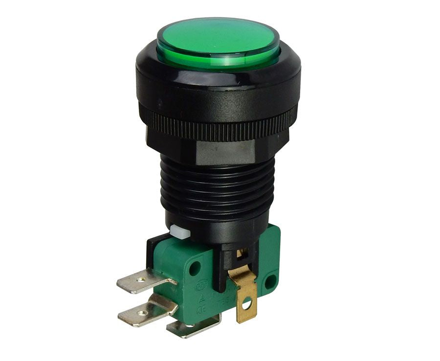 12V LIGHTED PUSHBUTTON, 1" GREEN LENS – Aretronics